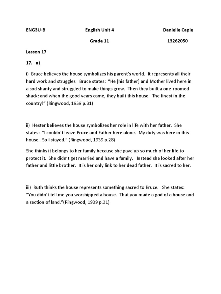 ENG3U-B Unit 4 | PDF