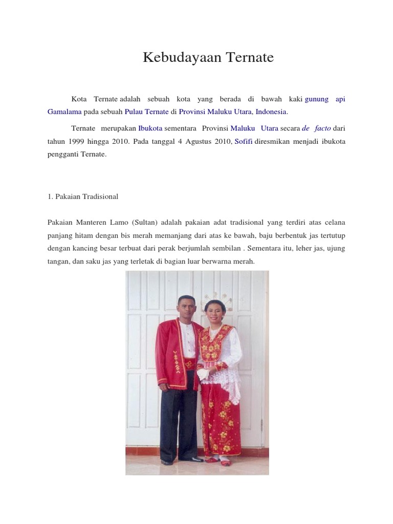 Kebudayaan dan Adat Suku Ternate | PDF