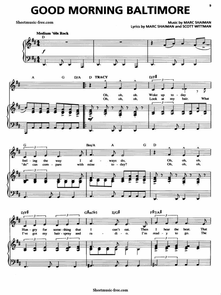 Good Morning Baltimore Sheet Music Hairspraypdf | PDF