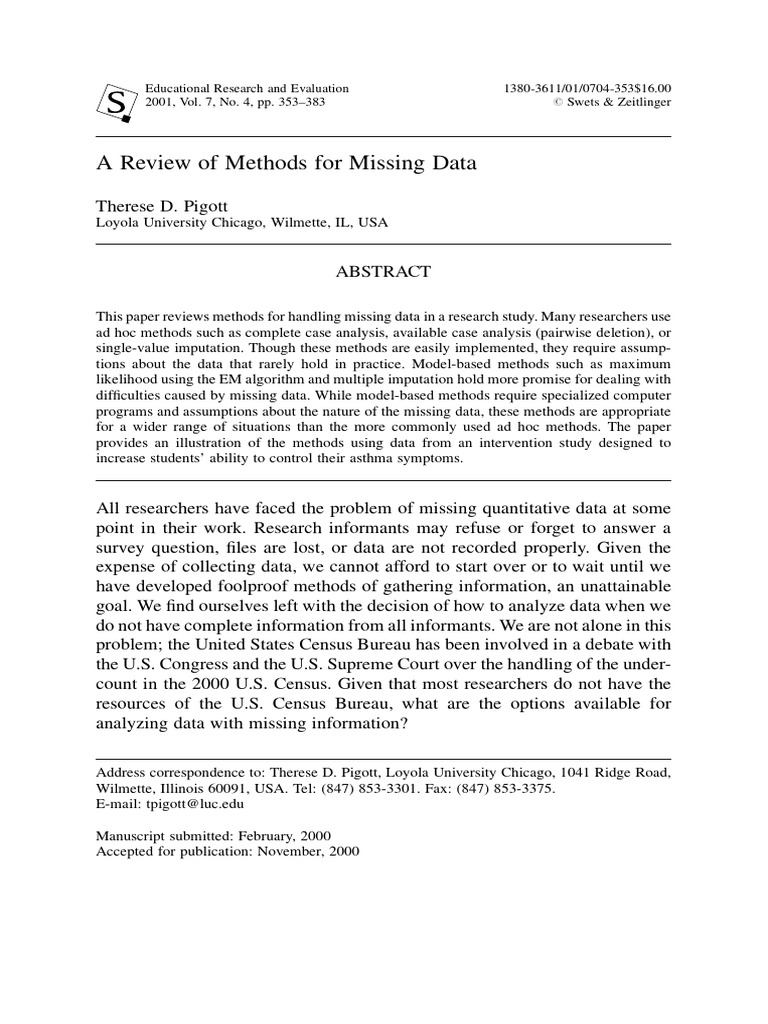 Missing Data Review | PDF | Regression Analysis | Linear Regression