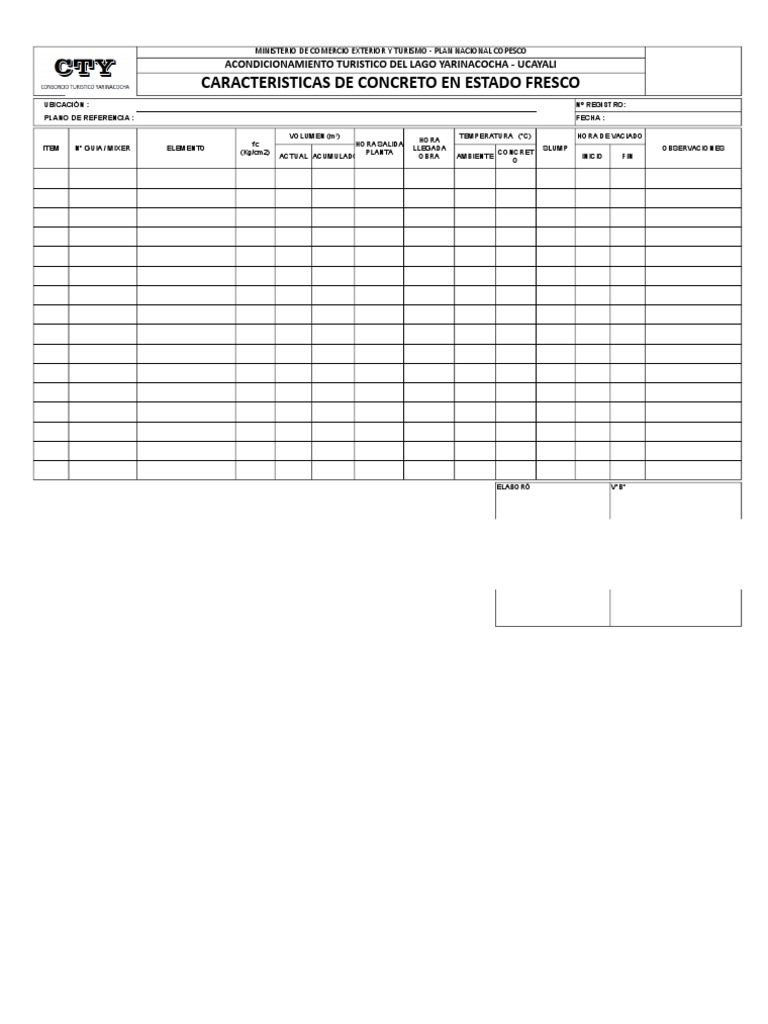 Formato para Control de Concreto | PDF
