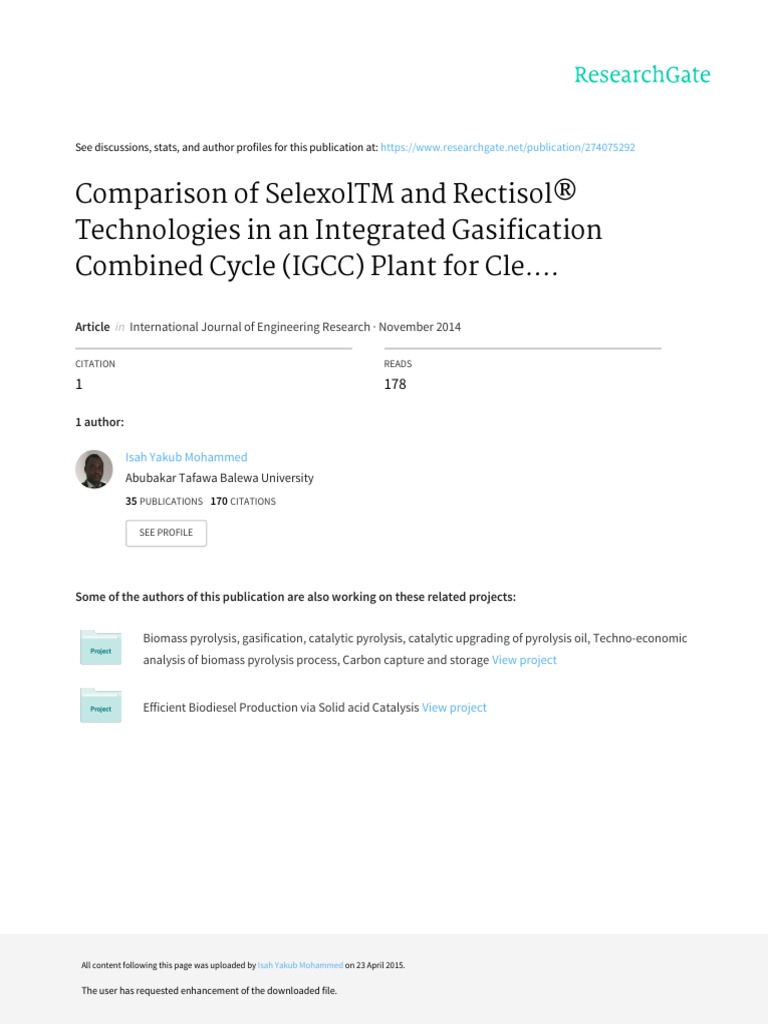 Selexol | PDF | Carbon Capture And Storage | Fuels