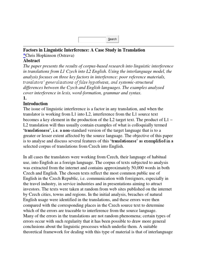 Factors in Linguistic Interference | PDF | Morphology (Linguistics ...