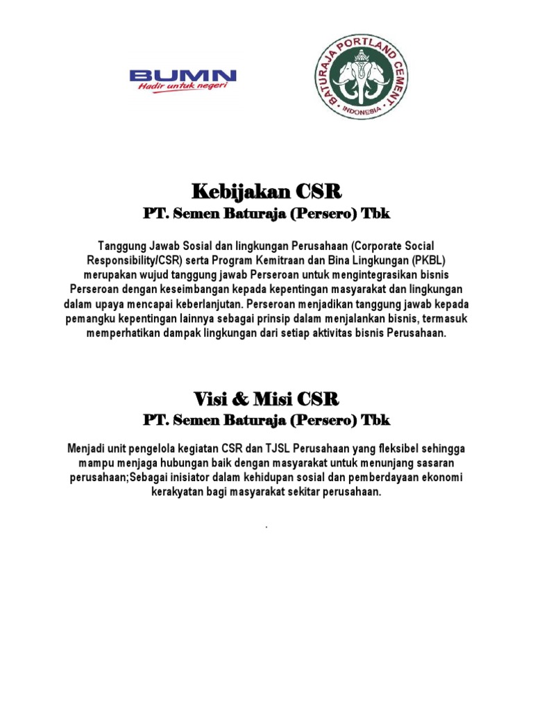 Kebijakan CSR Perusahaan | PDF
