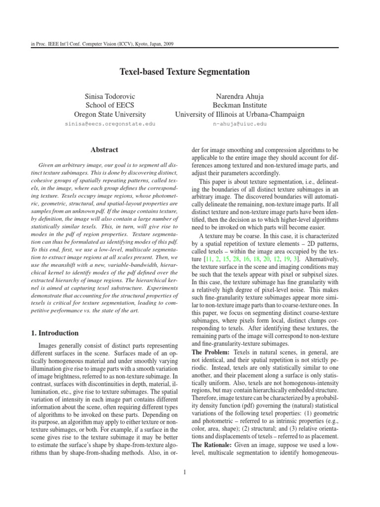 Iccv09 Texture | PDF | Image Segmentation | Texture Mapping