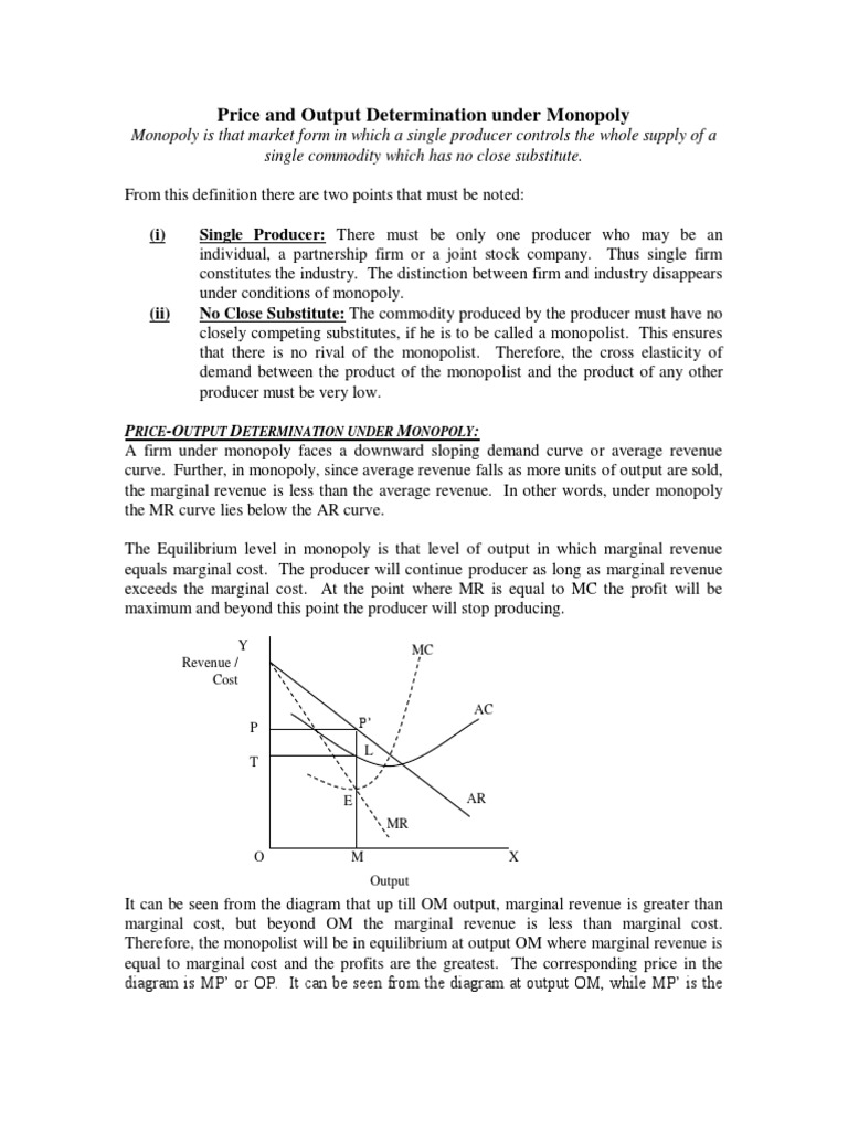 Price Determination Under Monopoly | Monopoly | Perfect Competition