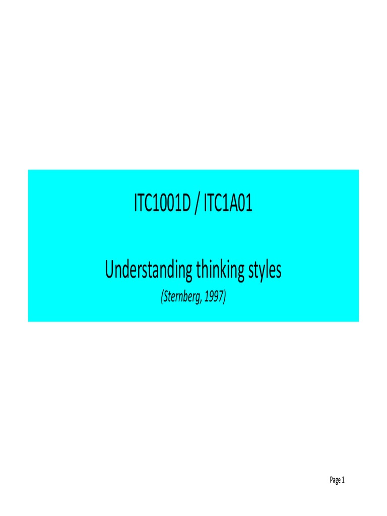 Understanding Thinking Styles in Depth | PDF | Thought | Applied Psychology