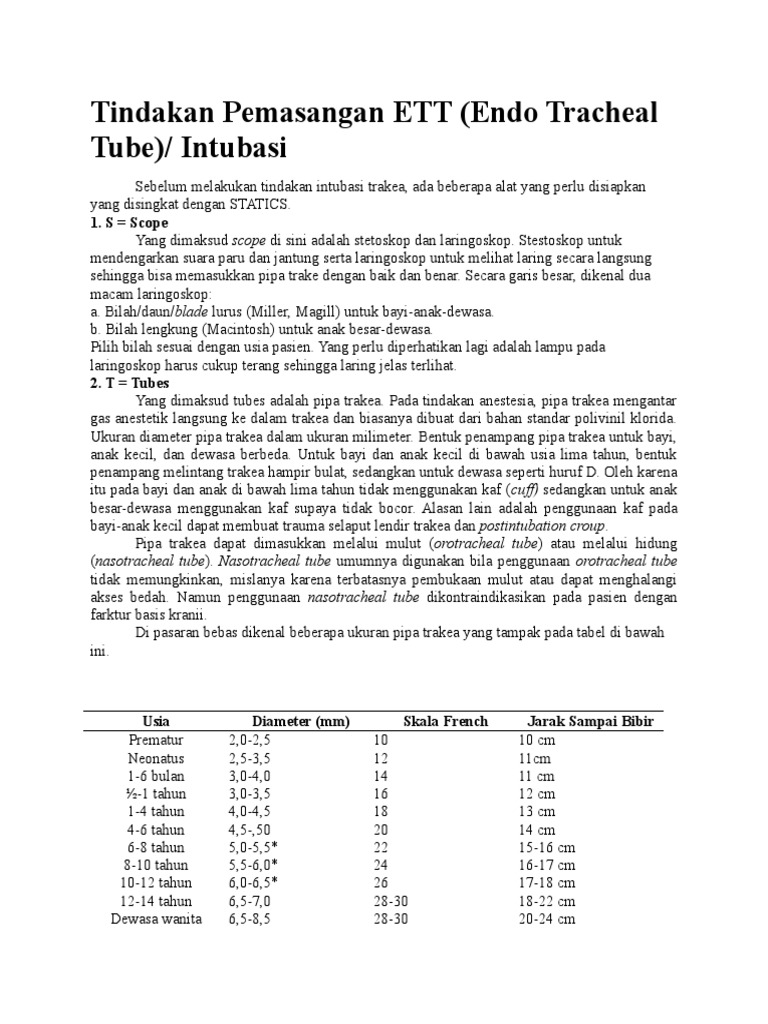 Tindakan Pemasangan ETT | PDF