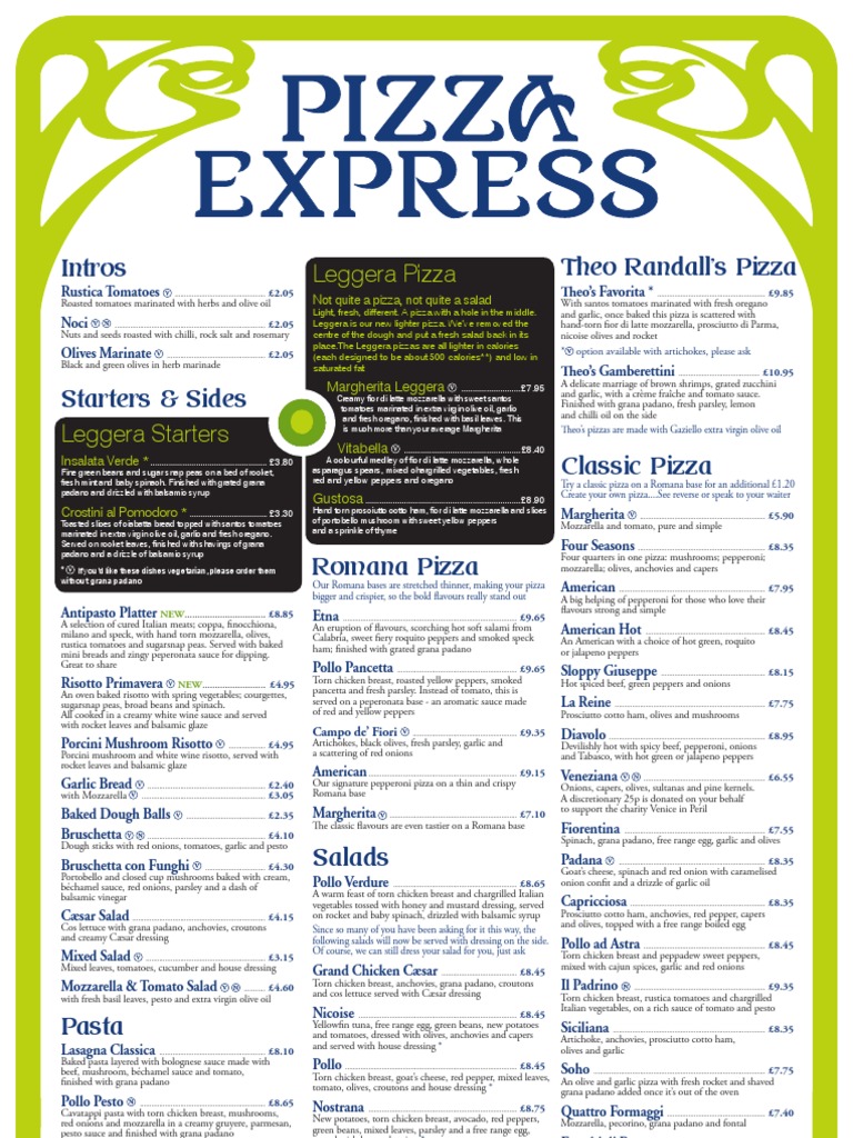Menue For Pizza Express | PDF | Salad | Pizza