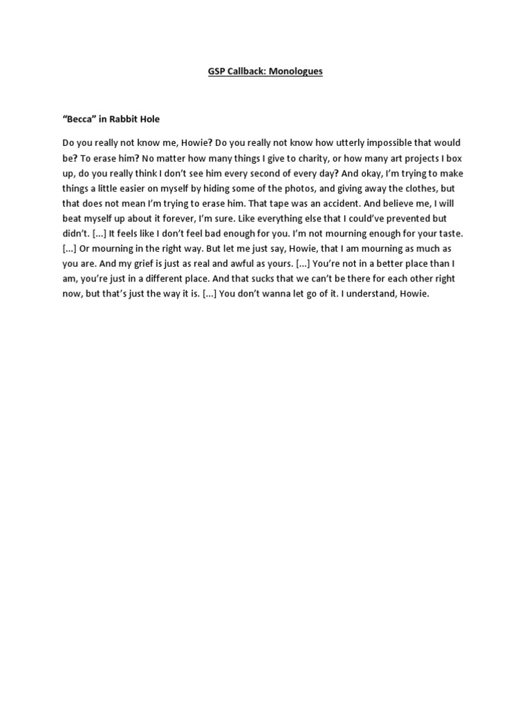 GSP Callback Monologues | PDF