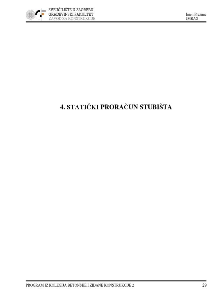 Stubiste-Staticki Proracun I Armiranje PDF | PDF
