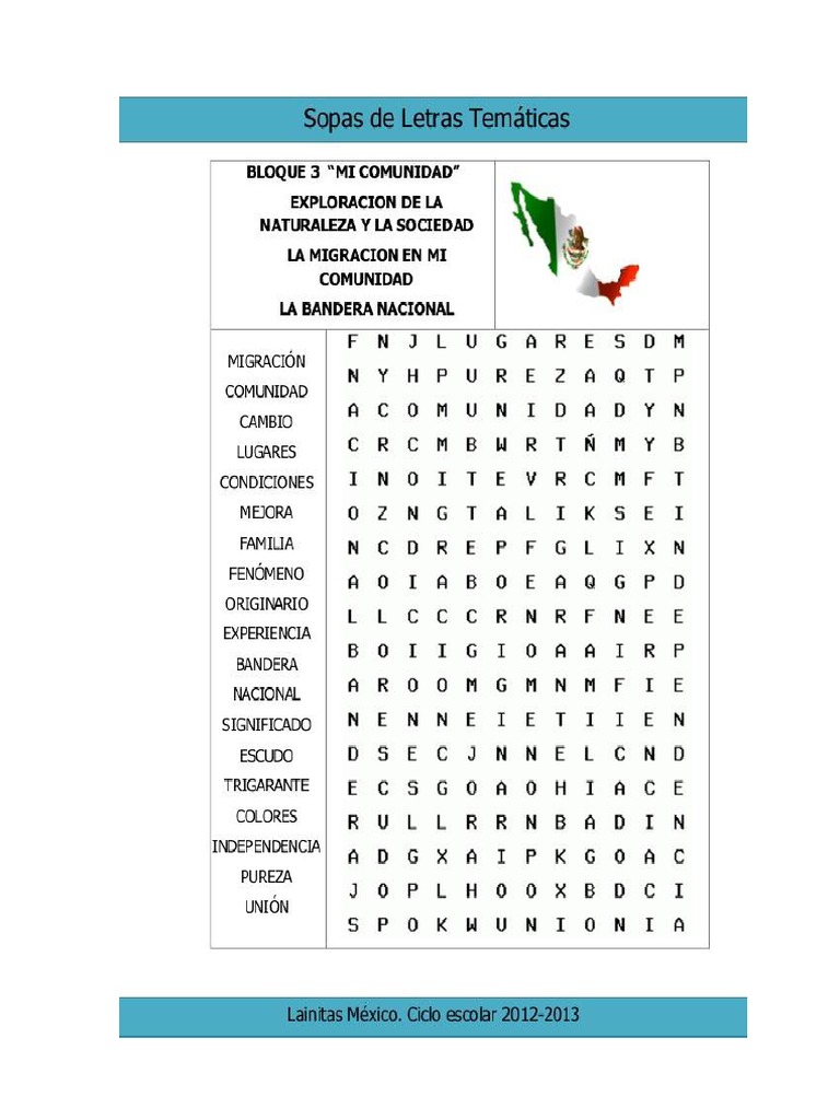 Sopa De Letras Migración