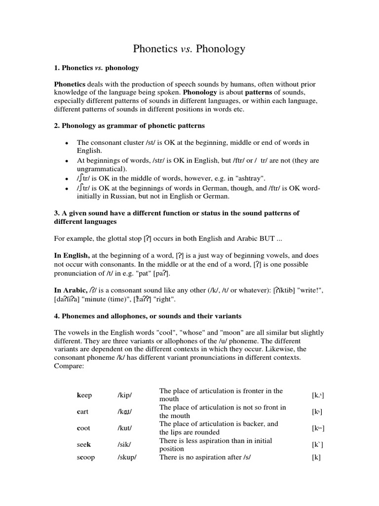 Phonetics vs. Phonology: Understanding the Differences | PDF ...