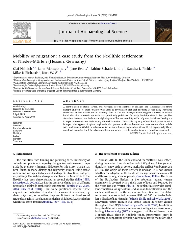 Nehlich Mobility Migration PDF | PDF | Tooth Enamel | Human Tooth
