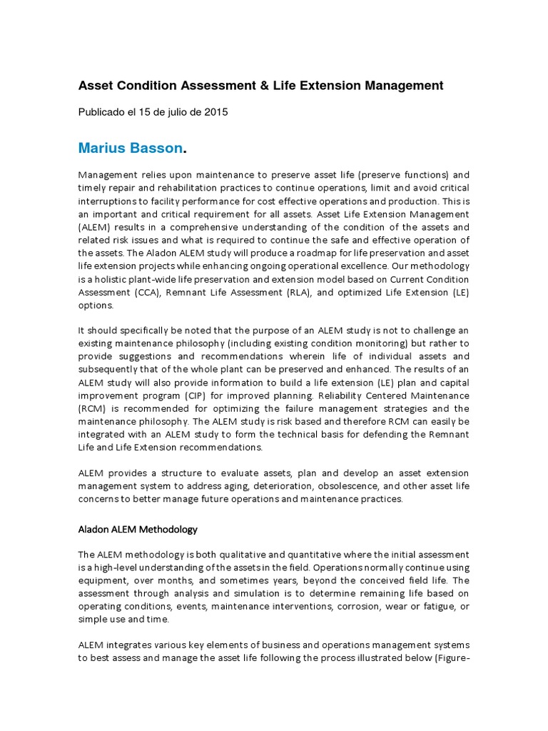 Asset Condition Assessment & Life Extension Management | PDF ...