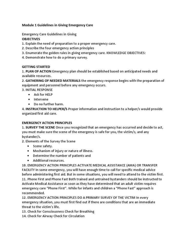 Emergency Care Guidelines Overview | PDF | Wellness