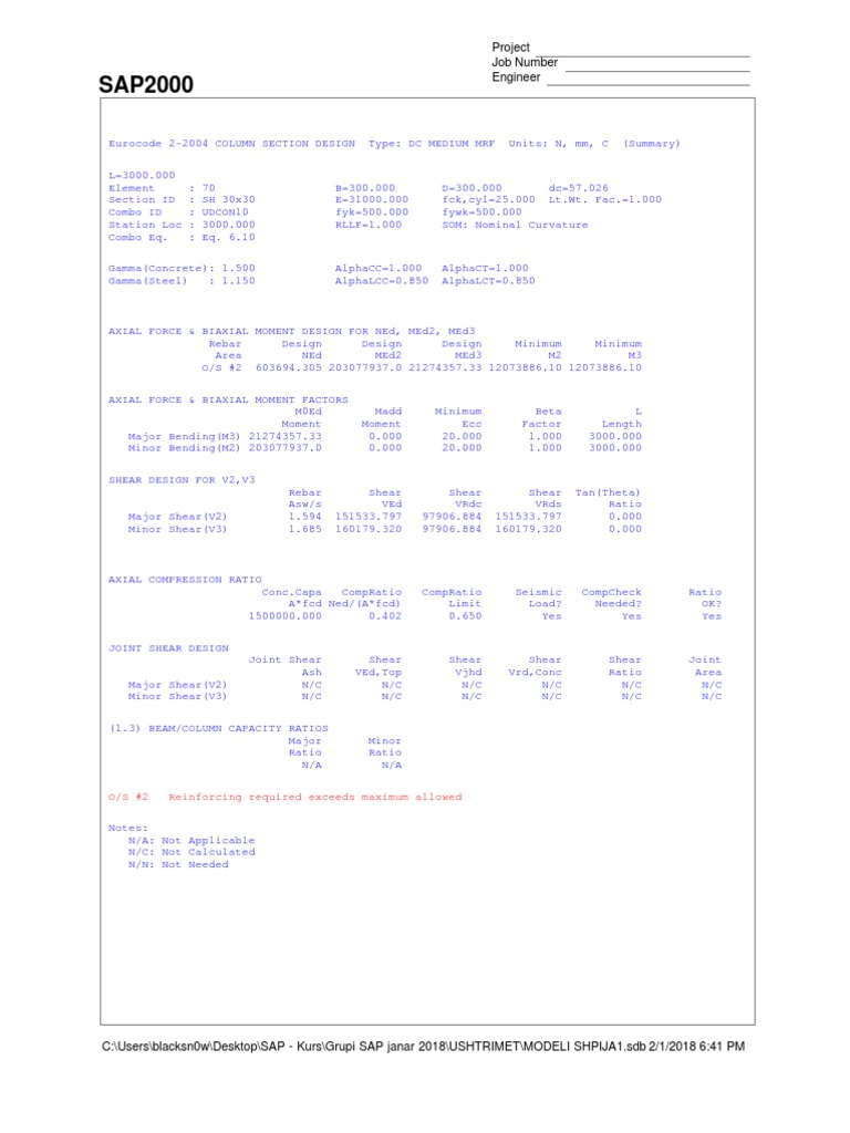 Column Design Analysis and Results for Eurocode 2-2004 Standards | PDF ...