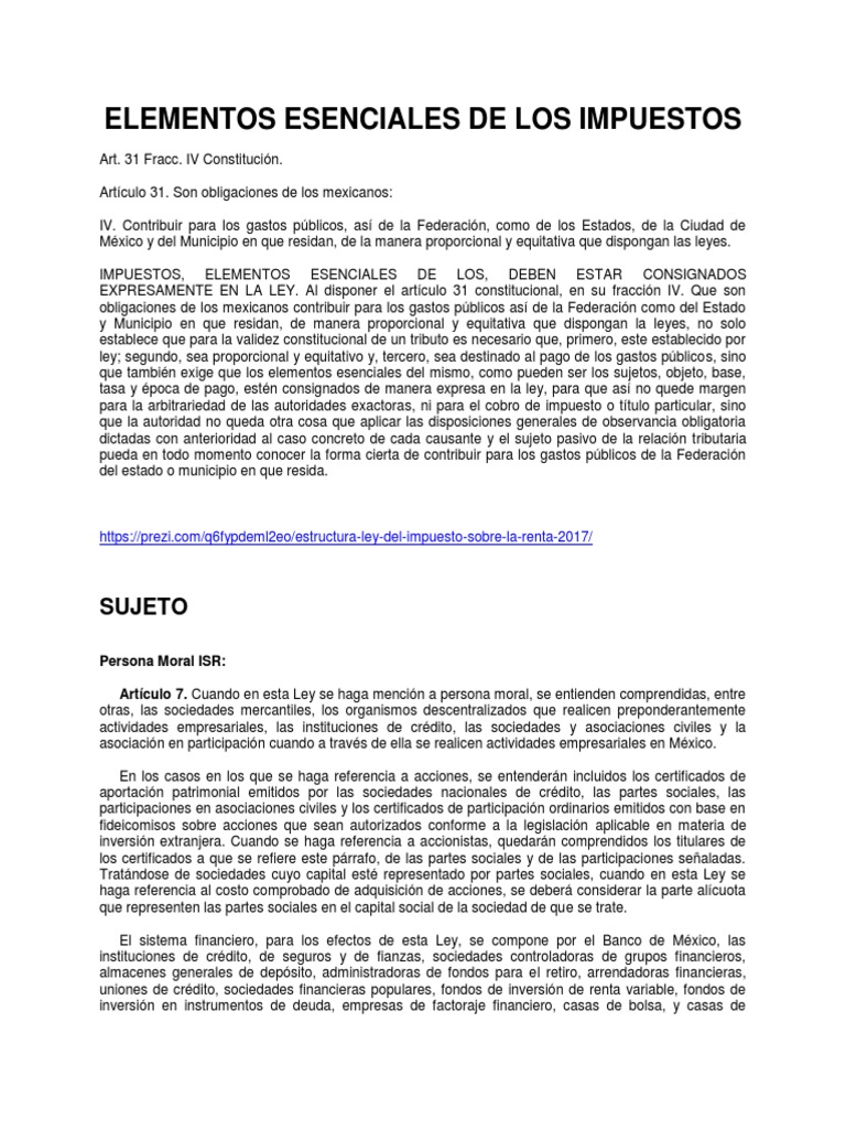 Elementos Esenciales de La Contribuciones | PDF | Impuestos | México