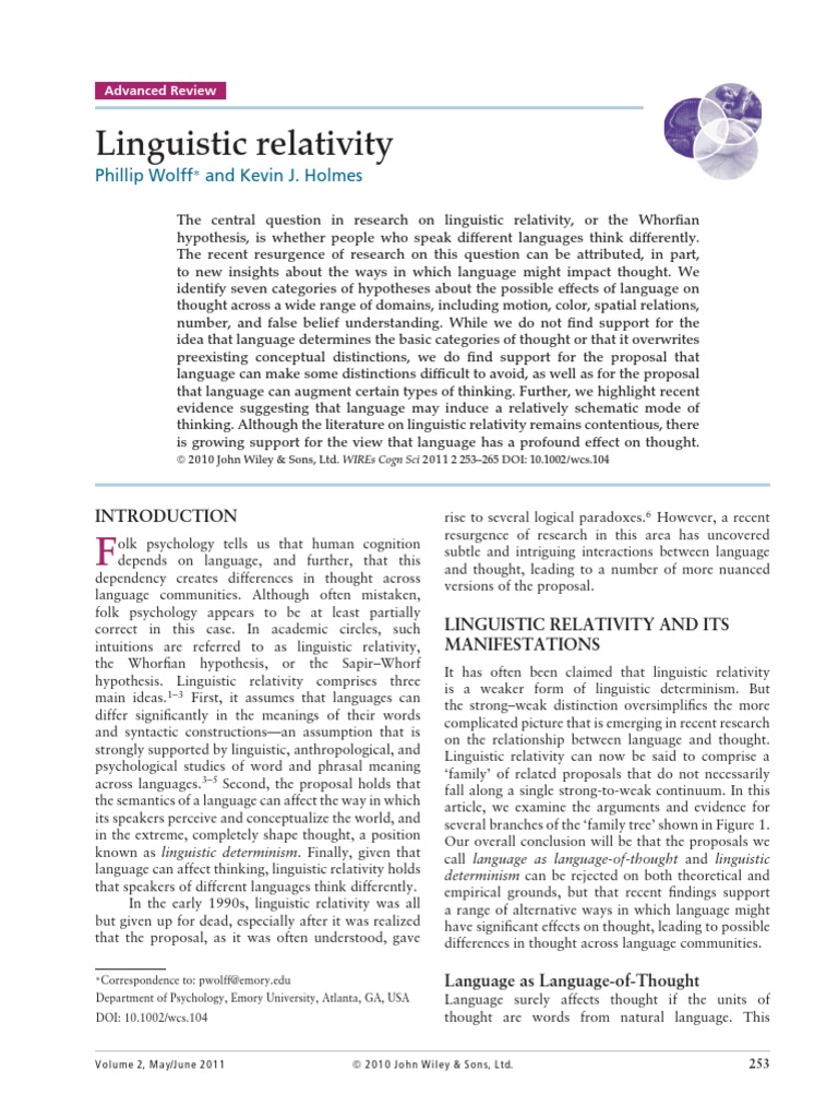 Linguistic Relativity: Language and Thought | PDF | Grammatical Gender ...