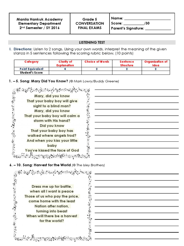 Sample Conversation Exam | PDF | The Secret Garden