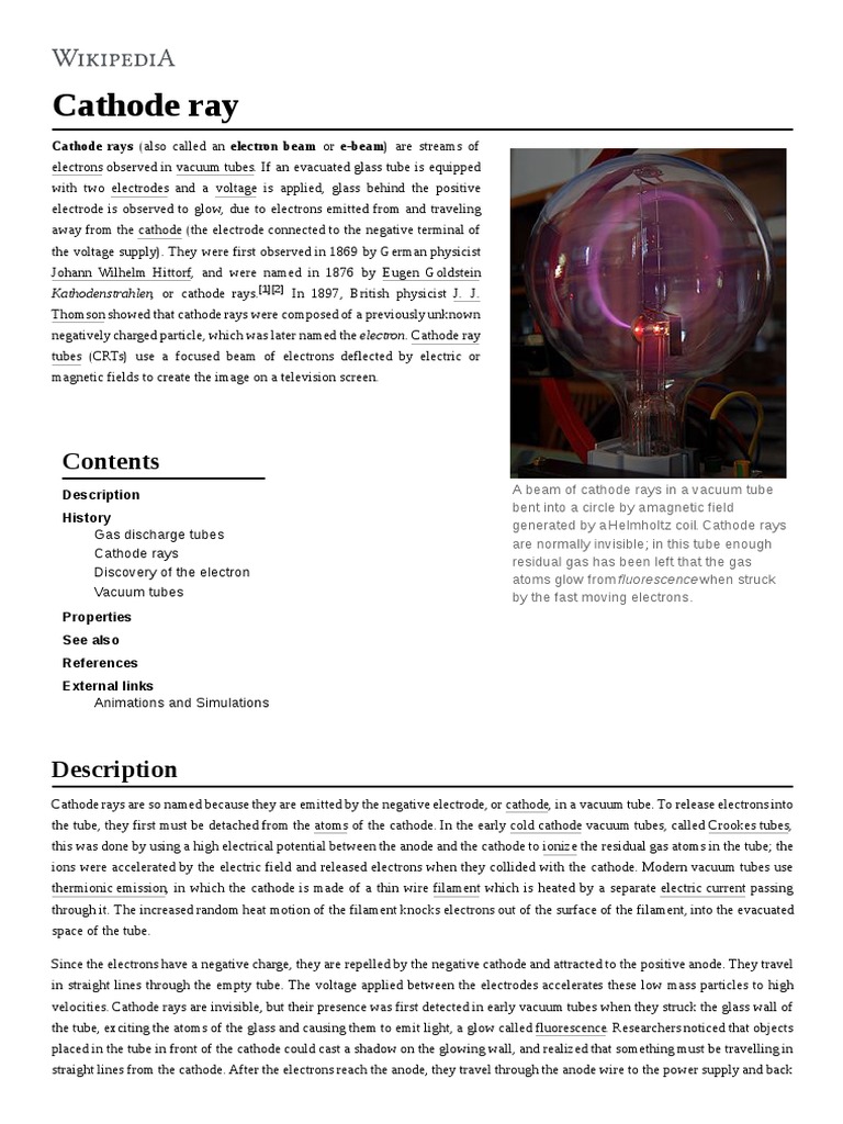 Cathode Ray | PDF | Vacuum Tube | Cathode