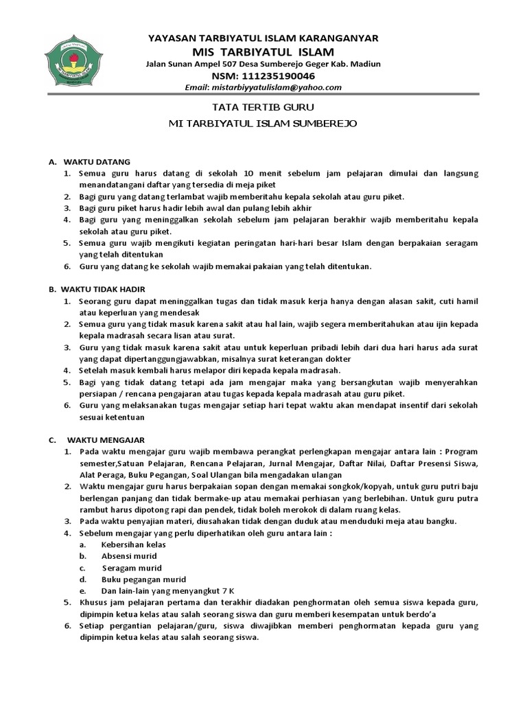 Tata Tertib Guru | PDF | Karier & Perkembangan