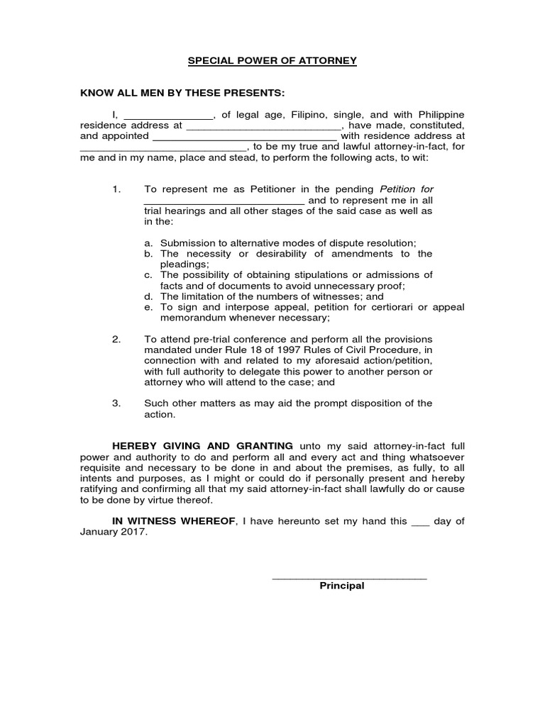 Sample SPA | PDF | Power Of Attorney | Notary Public