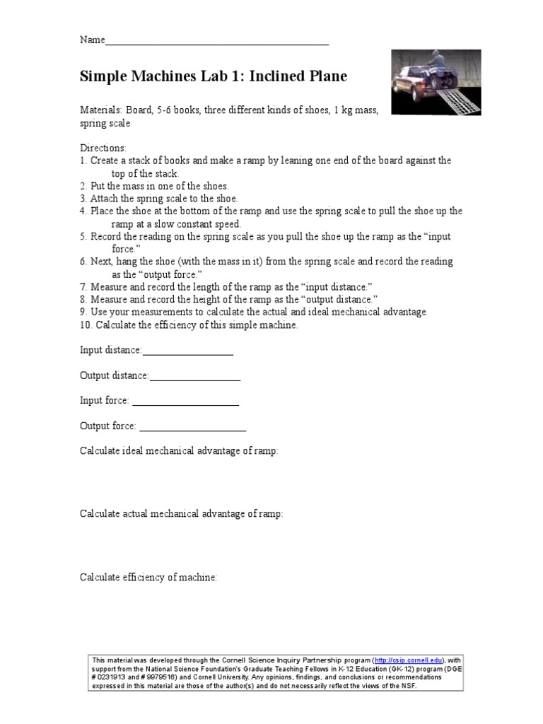Inclined Plane Lab for Students | PDF