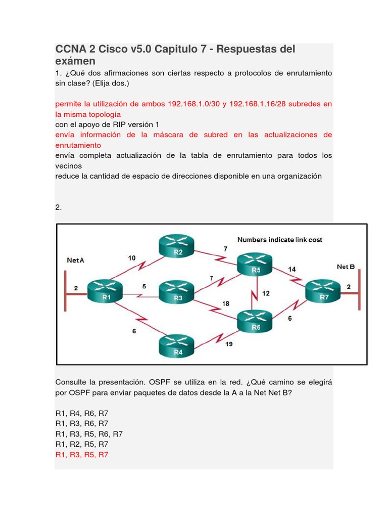 CCNA 2 Cisco v5.0 Capitulo 7 - Respuestas Del Exámen | PDF | Enrutador ...