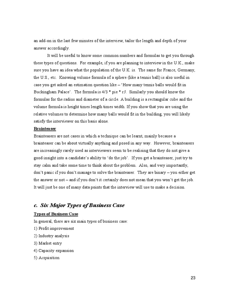 C. Six Major Types of Business Case: Brainteaser | PDF | Mergers And ...