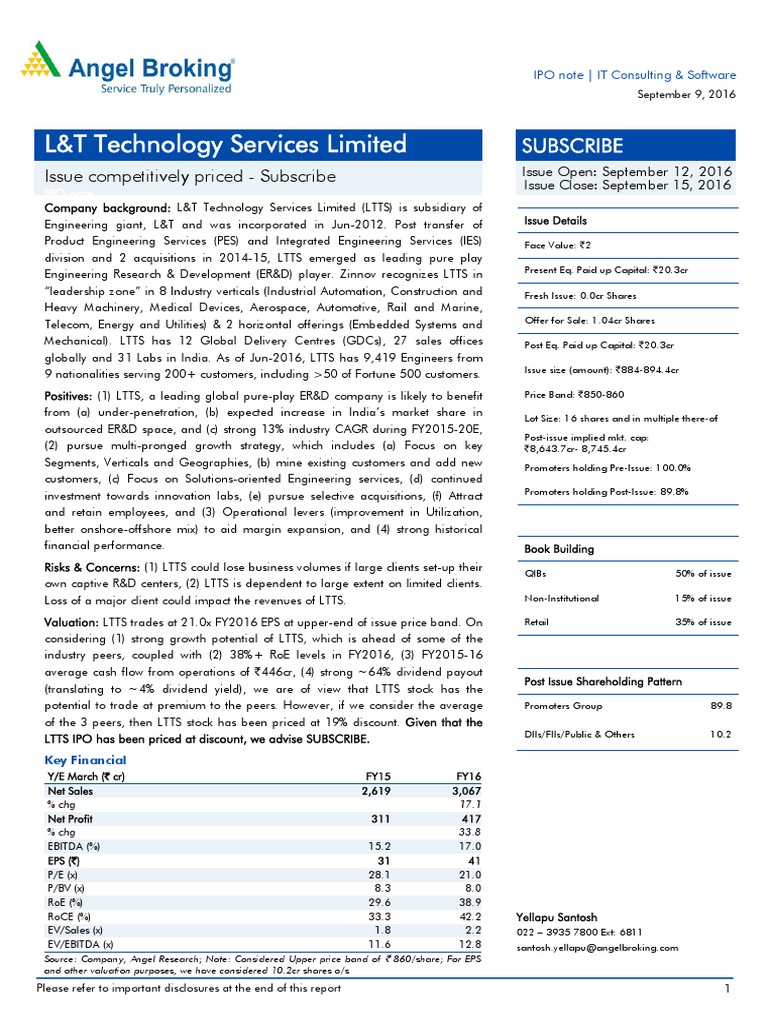 IPO Note: Analyzing the Prospectus for L&T Technology Services Limited ...