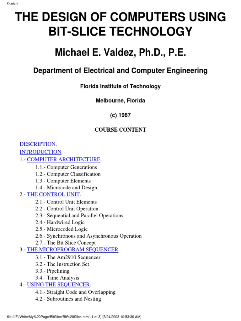 The Design of Computers Using Bit-Slice Technology: Michael E. Valdez ...