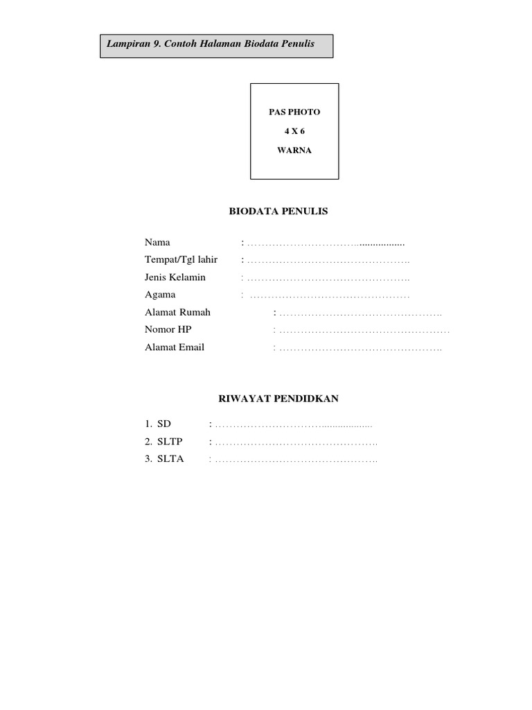 Lampiran 9. Format Biodata Penulis | PDF