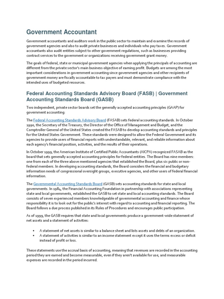 Government Accountant: Federal Accounting Standards Advisory Board ...