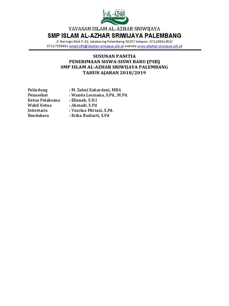 Susunan Panitia PSB | PDF