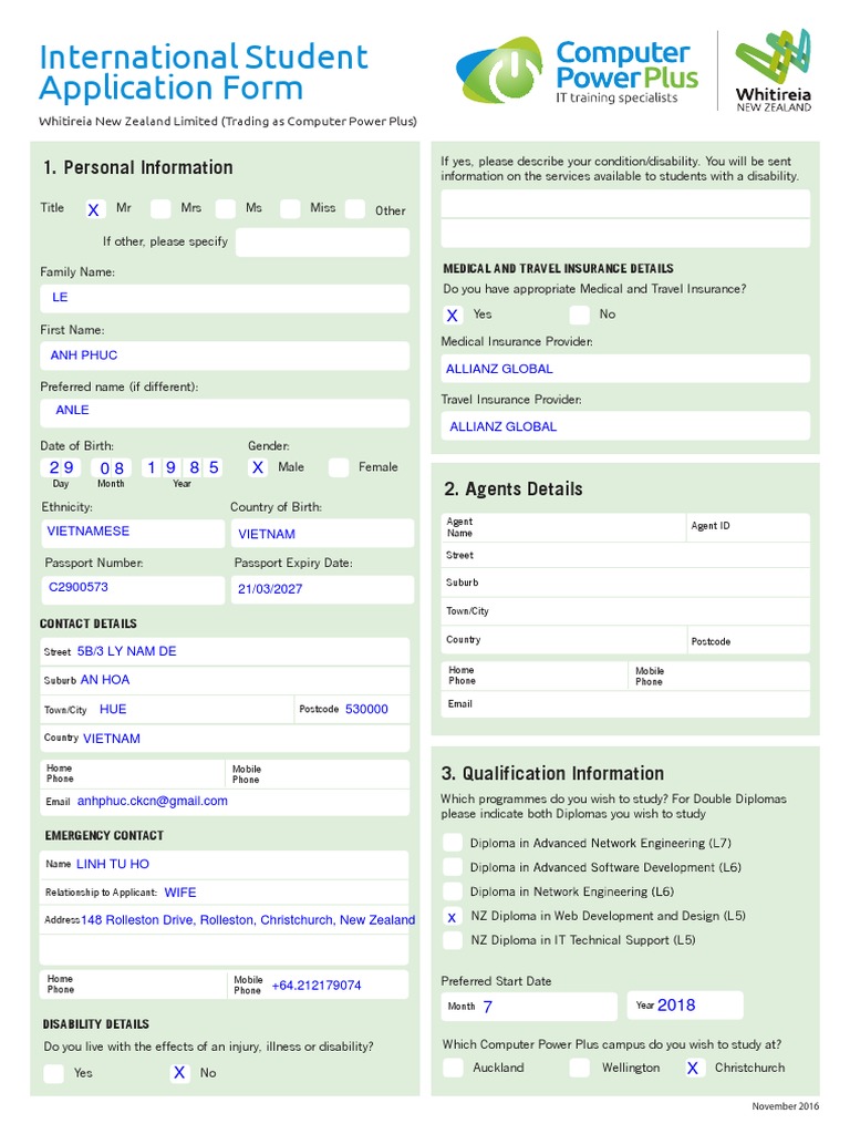 2017 International Application Form | Download Free PDF | Travel Visa ...