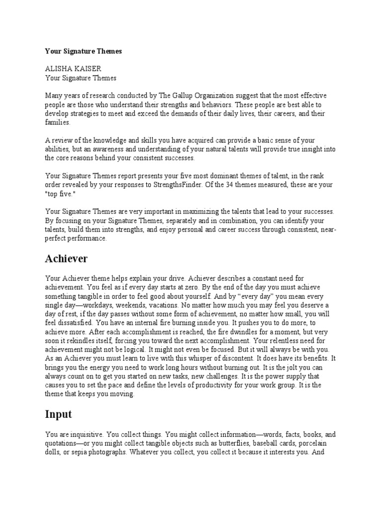 Your Signature Themes | PDF | Learning | Information