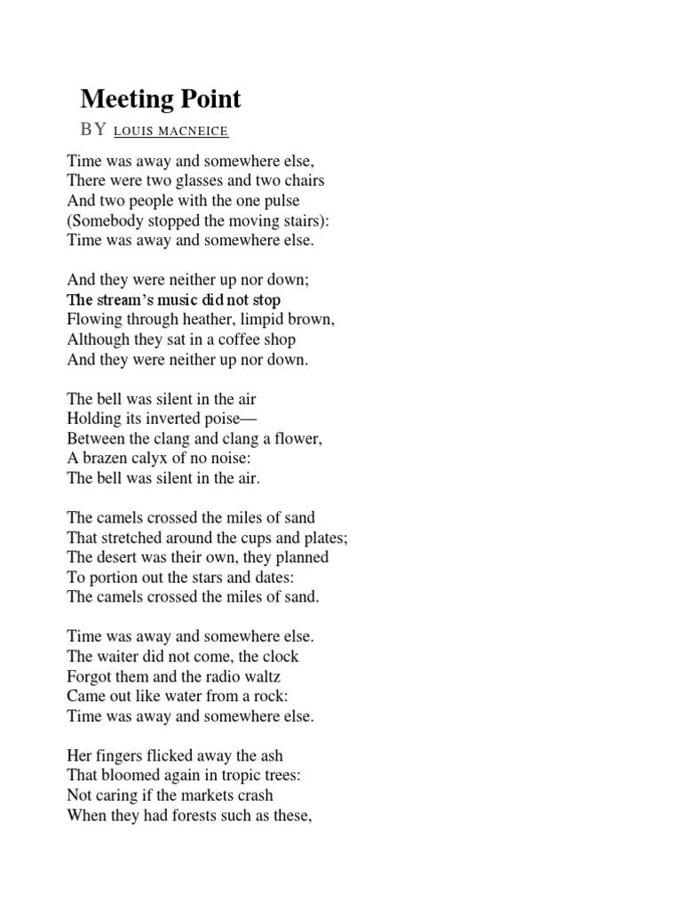 Meeting Point Louis Macneice Pdf Art