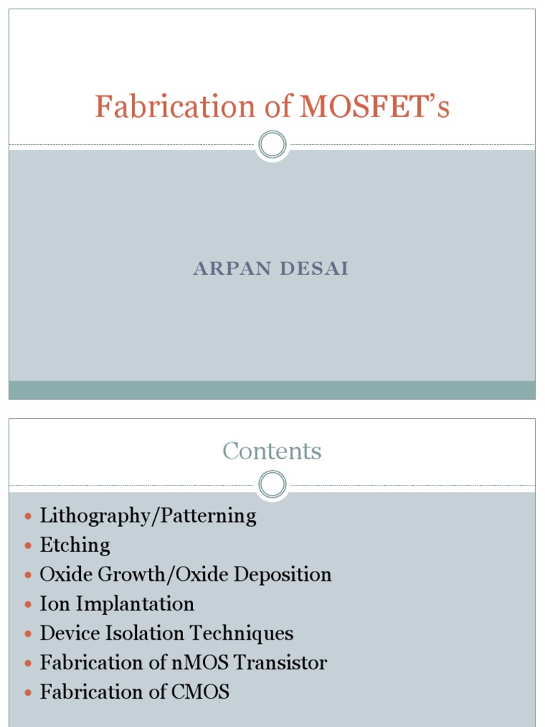 Fabrication of MOSFET | PDF | Cmos | Semiconductor Device Fabrication