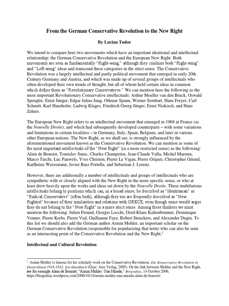 From The German Conservative Revolution To The New Right Tudor1 ...