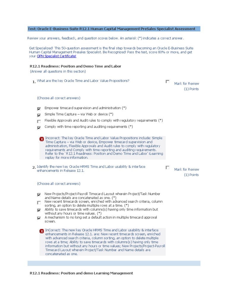 Oracle E Business Suite R12 1 Human Capital Management Presales Specialist Assessment Download
