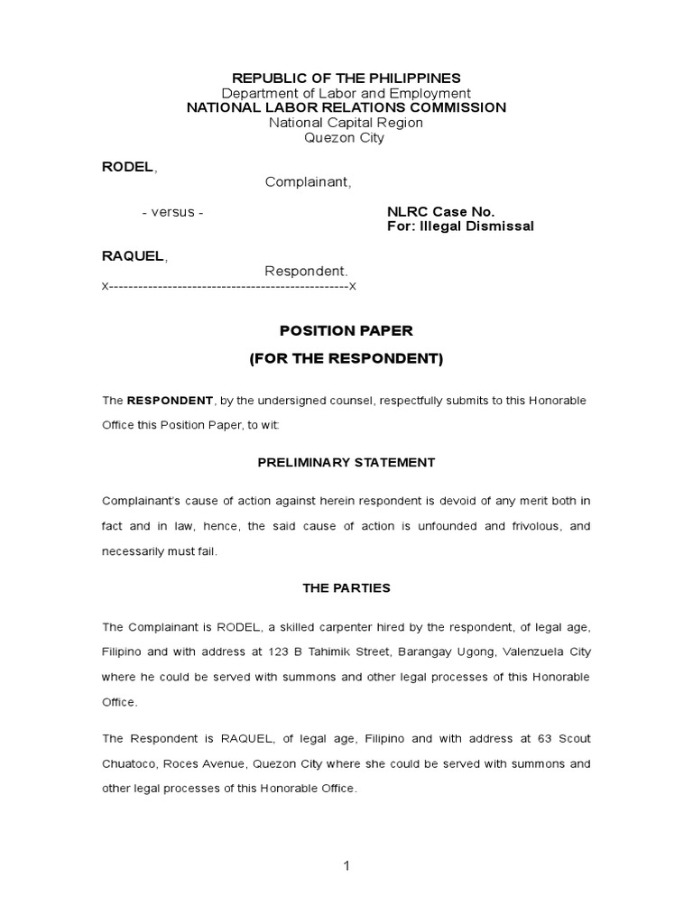 Position Paper Labor | Download Free PDF | Employment | Government