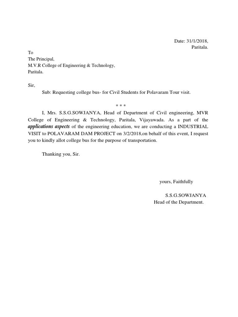 Bus Permission Letter | PDF