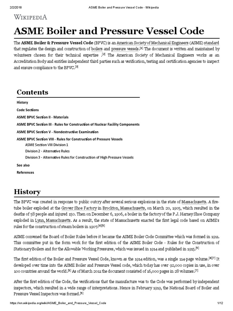 ASME Boiler and Pressure Vessel Code - Wikipedia | Chemical Equipment ...