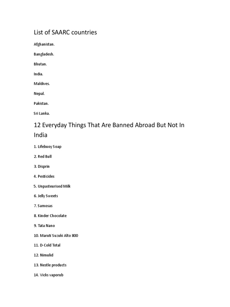List of SAARC Countries | Download Free PDF | Demand | Market (Economics)