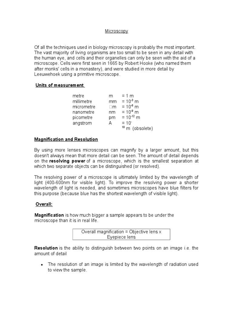 Units of Measurement | PDF | Electron Microscope | Cell (Biology)