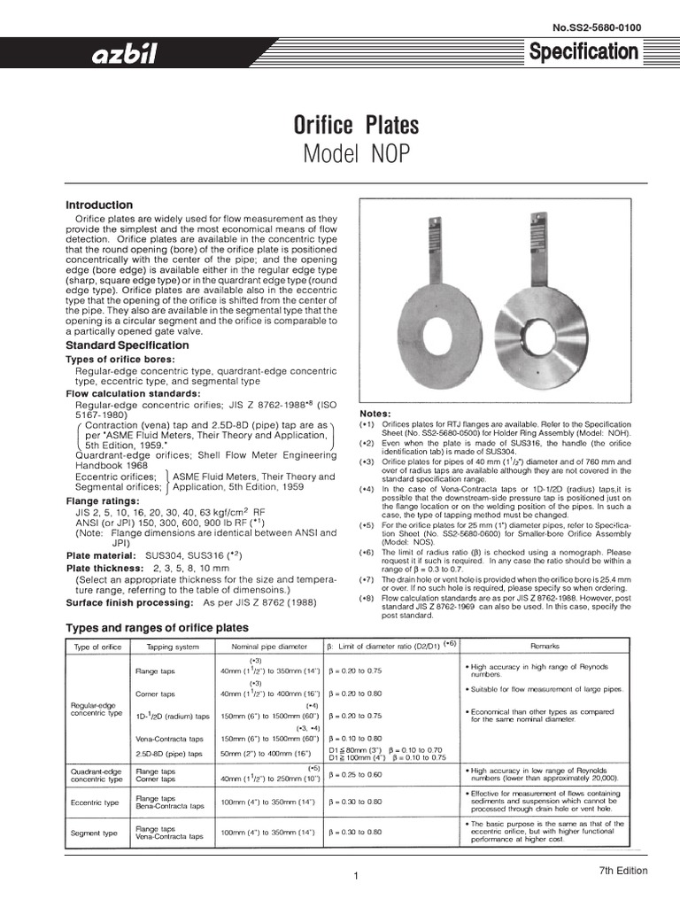 Orifice Model | PDF