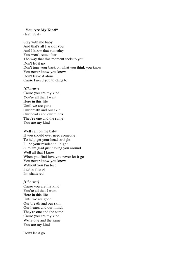 "You Are My Kind": (Chorus:) | PDF | Poetry