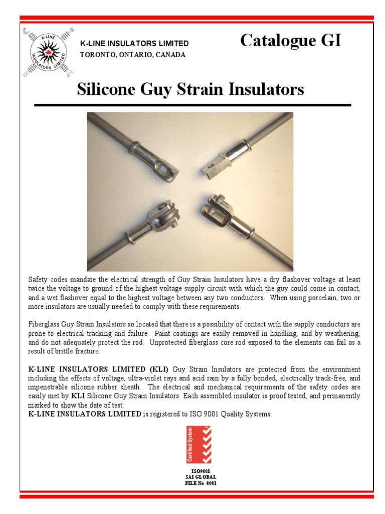 Catalogue GI Silicone Guy Strain Insulators: K-Line Insulators Limited ...
