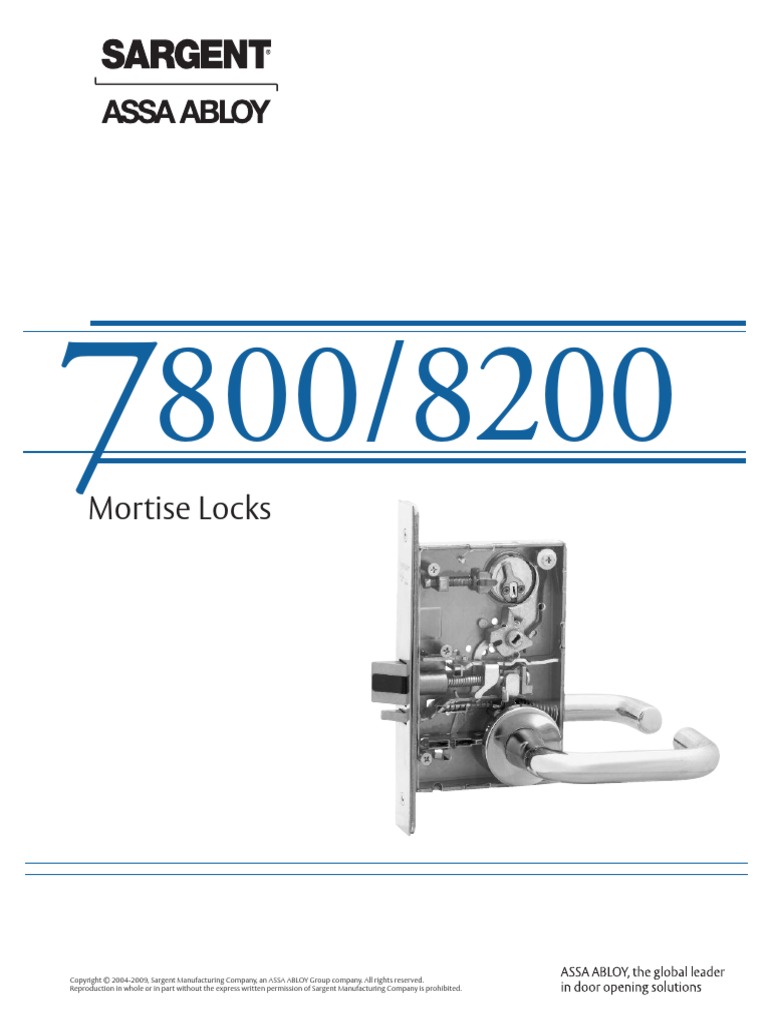 Sargent-7800 8200 Catalog | PDF | Lock (Security Device) | Steel